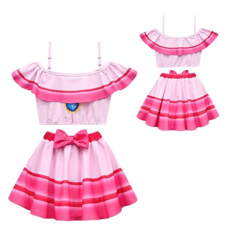 Girls 2 Piece Swimsuit Princess Peach Bikini Bathing Suit Tankini
