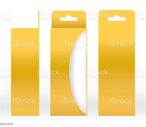매달려 상자 골드 창 모양 포장 템플릿 빈 잘라 럭셔리 빈 상자 황금 노란색 템플릿 디자인 제품 패키지 선물 상자 노란색 골드