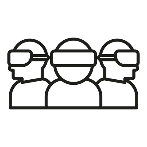 Premium Vector Group People In Augmented Reality Icon Outline Vector Game Control Digital Display