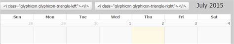 Javascript Unable To Use Glyphicon In Nextandprev Buttons Of Fullcalendar Stack Overflow