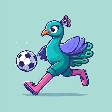 Premium Vector Illustration Of A Peacock Playing Ball In A Simple