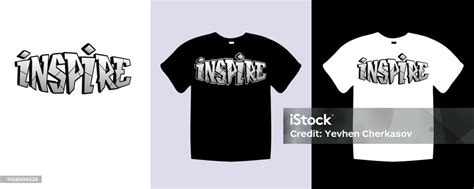 영감을주는 타이포그래피 티셔츠 레터링 따옴표 디자인 빈티지 스타일의 템플릿 벡터 아트 그림 텍스트로 유행하는 트렌디 한 의류 영감 그래픽 흑백 셔츠 0명에 대한 스톡 벡터