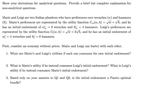 Solved Show Your Derivations For Analytical Questions