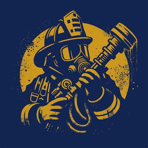 Premium Vector Fire Fighter Illustration With Musle Body And Roaring Face