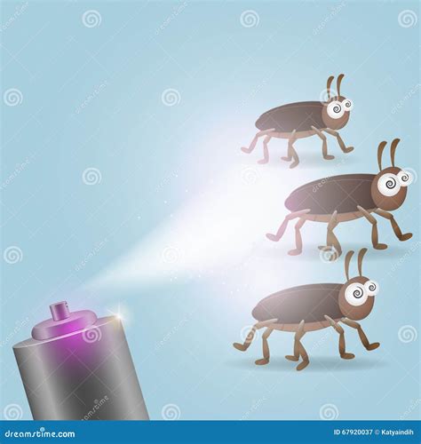 Spraying Insecticide On Cockroach Stock Vector Illustration Of Pest