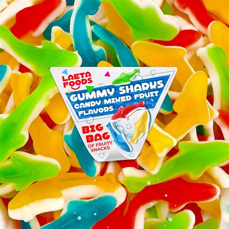Gummy Sharks Candy 2 Pound Bag Assorted Fruit Flavors