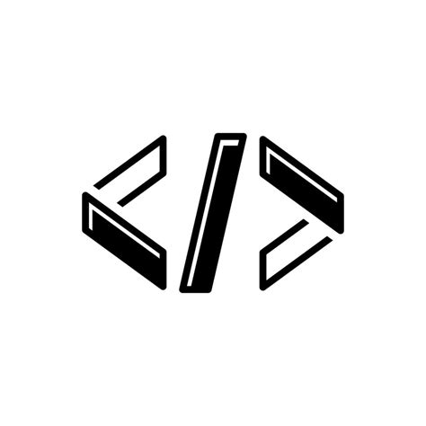 Black And White Coding Icon On Isolated Background 10140091 Vector Art