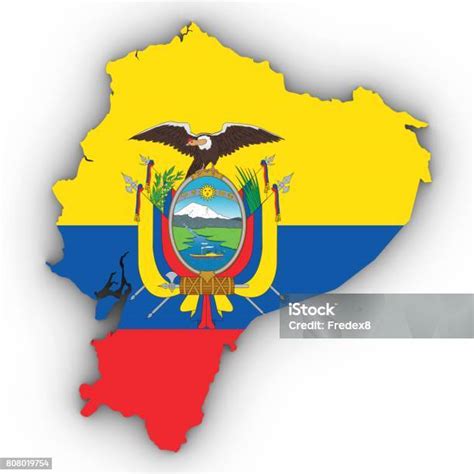 그림자 3d 일러스트 화이트에 에콰도르 국기와 함께 에콰도르 지도 개요 3차원 형태에 대한 스톡 사진 및 기타 이미지 3차원 형태 국가 지리적 지역 국경 Istock