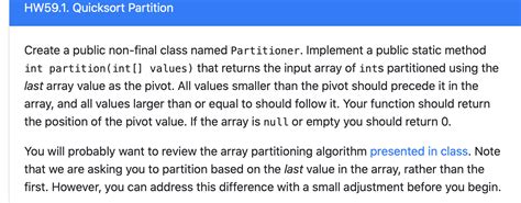 Solved HW59 1 Quicksort Partition Create A Public Non Final Chegg