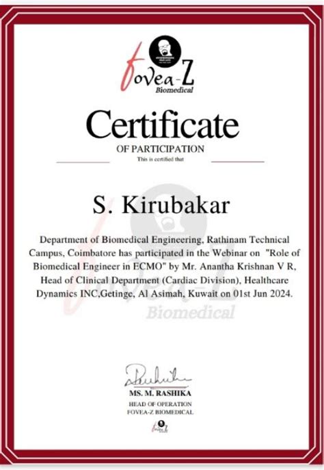 Kirubakar S On Linkedin Biomedicalengineering Ecmo