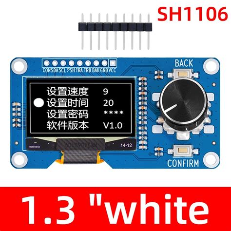 13 Inch White Oled Display With Ec11 Rotary Encoder Module I2c