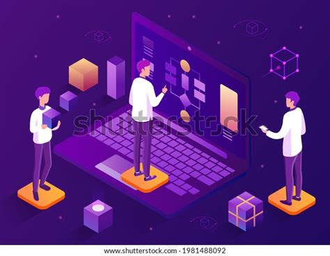 Block Scheme Creation Modular Software Development Stock Vector