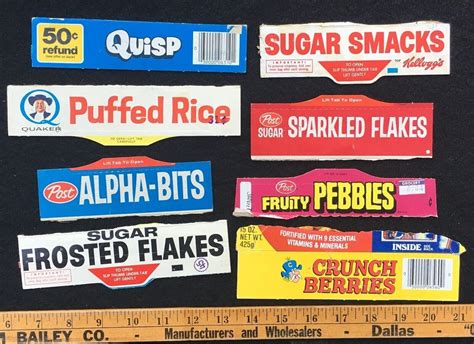 Vintage 60s Cereal Box Tops Sugar Sparkled Flakes Quisp Sugar Smacks