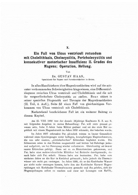 Ein Fall Von Ulcus Ventriculi Rotundum Mit Cholelithiasis