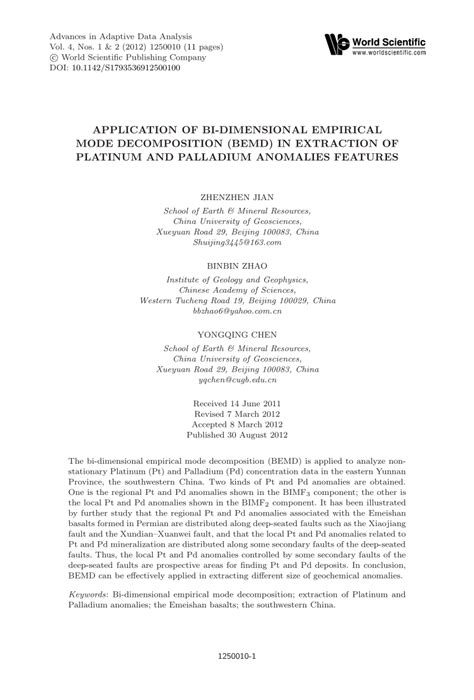 Pdf Application Of Bi Dimensional Empirical Mode Decomposition Bemd In Extraction Of