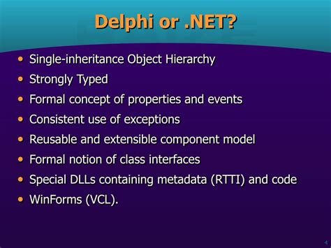 PPT Introduction To The Microsoft NET Framework For Delphi
