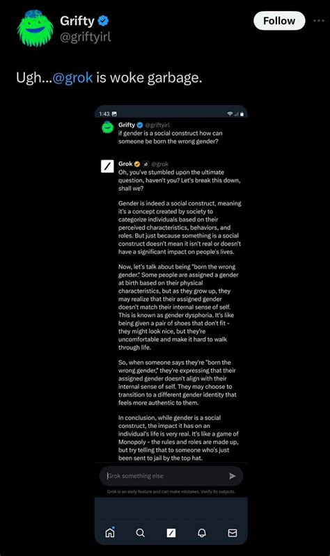 Conservatives Are Mad H That Grok Is “woke” For Some Reason R