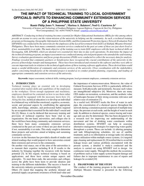 Pdf The Impact Of Technical Training To Local Government Officials Inputs To Enhancing