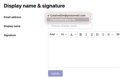 Display Name And Email Signature Proton