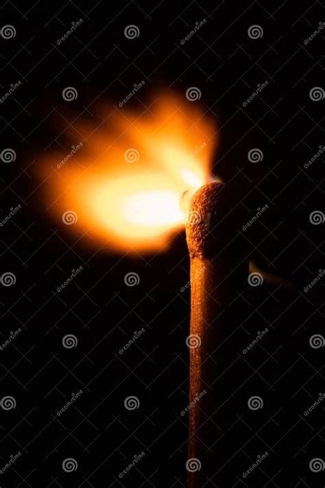 Close Up View Of A Matchstick That Has Just Been Ignited With The