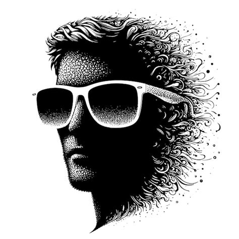 Premium Vector A Black And White Drawing Of A Woman Wearing Sunglasses