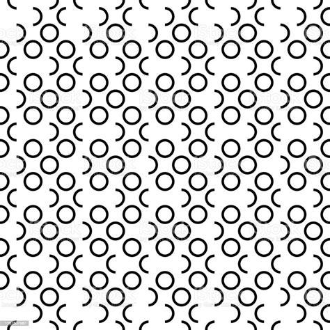벡터 그림입니다 기하학적 원활한 패턴 윤곽원과 반원은 마름모의 형태로 발견 된 검은 색 흰색 배경 물방울 무늬와 간단한 추상적 인 배경 원형에 대한 스톡 벡터 아트 및 기타