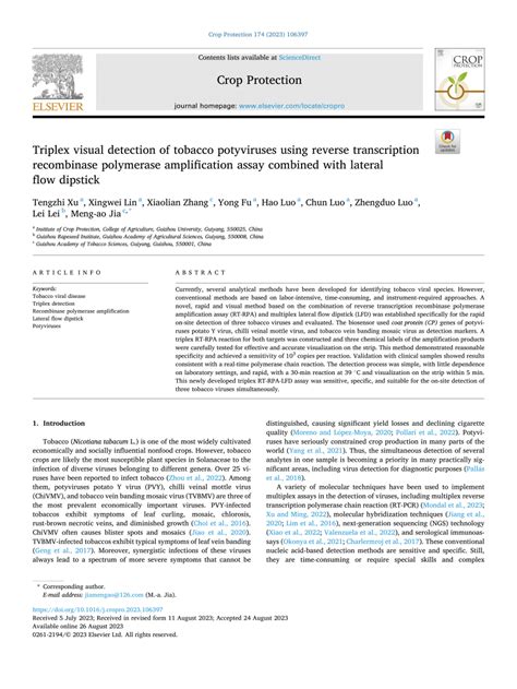 Pdf Triplex Visual Detection Of Tobacco Potyviruses Using Reverse