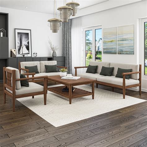 Boudry Rustic Modern Teak Wood Rectangle Coffee Table