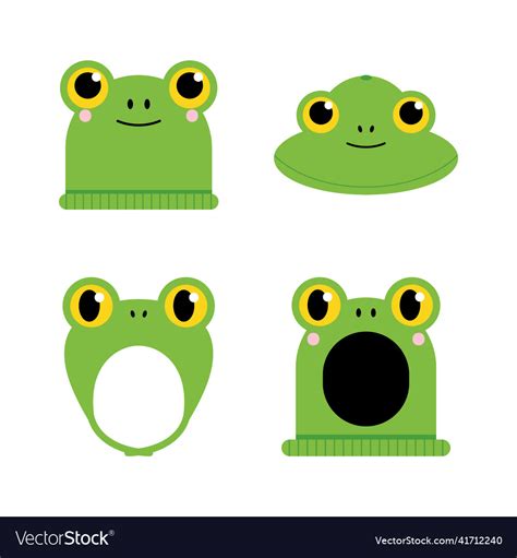 Green Frog Hats Headwear For Cute Fashion Design Vector Image