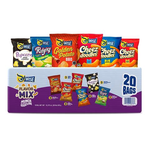 Wise Snacks Flavor Mix Potato Chips Variety Pack 20 Count Real