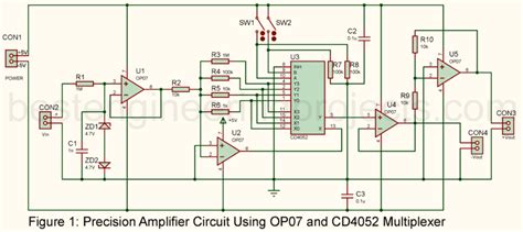 How To Build A Precision Amplifier Circuit Using Op07 And Cd4052 Multiplexer
