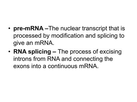 Steps For Rna Processing In General Ppt