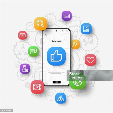 소셜 미디어 네트워크 개념입니다 손으로 그린 스케치 낙서 디자인 배경에 스마트폰 위로 날아가는 3d 아이콘 소셜 네트워킹에 대한 스톡 벡터 아트 및 기타 이미지 Istock