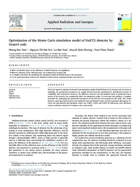 Pdf Optimization Of The Monte Carlo Simulation Model Of Naitl