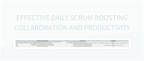 Effective Daily Scrum Boosting Collaboration And Productivity Excel