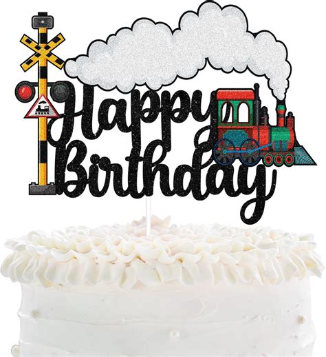 Retro Steam Train Happy Birthday Cake Topper