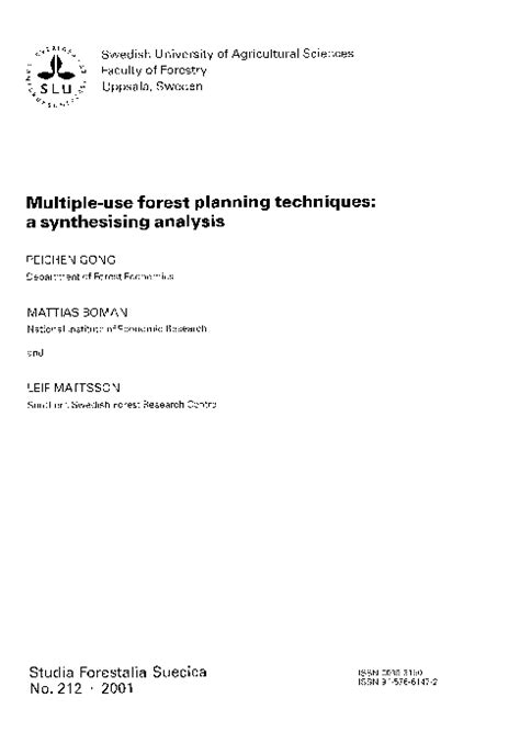 Pdf Multiple Use Forest Planning Techniques