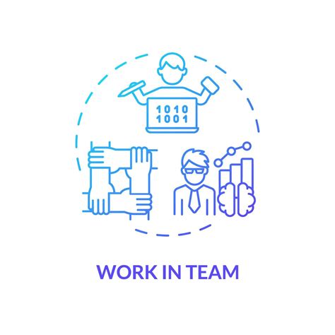 2d Gradient Work In Team Icon Isolated Vector Ai Engineer Creative Thin Line Illustration