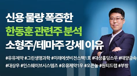 주식 신용 물량 폭증한 한동훈 관련주유유제약 그린생명과학 미래에셋비전스팩1호 대상홀딩스우 대상우 인스웨이브