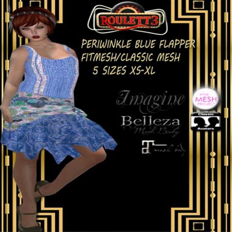 Second Life Marketplace Periwinkle Blue Flapper Fitmeshclassic