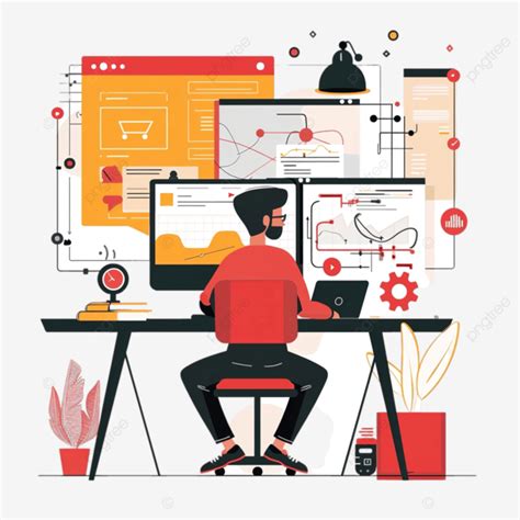 플랫 디자인 백엔드 개발자 방문 페이지 개발 페이지 착륙 Png 일러스트 및 이미지 에 대한 무료 다운로드 Pngtree