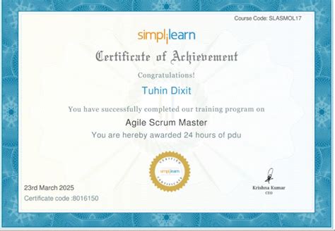 Agile Scrummaster Learning Simplilearn Professionalgrowth Tuhin Dixit