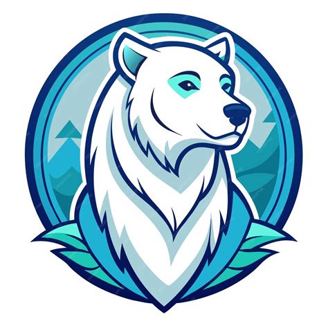 Premium Vector A White Polar Bear Surrounded By A Blue Circle