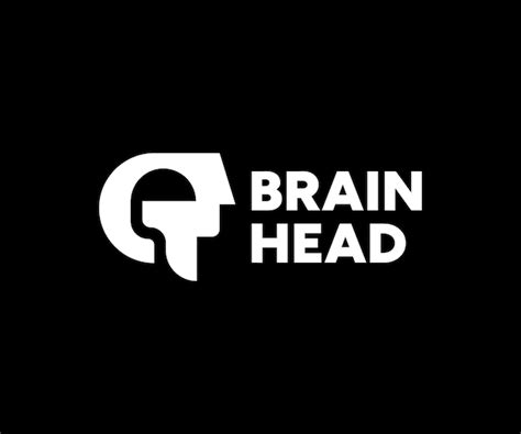 간단하고 최소한의 뇌 머리 로고 디자인 프리미엄 벡터