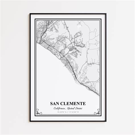 San Clemente Map Print San Clemente California Wall Art Poster San