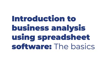 Online Course Introduction To Business Analysis Using Spreadsheets