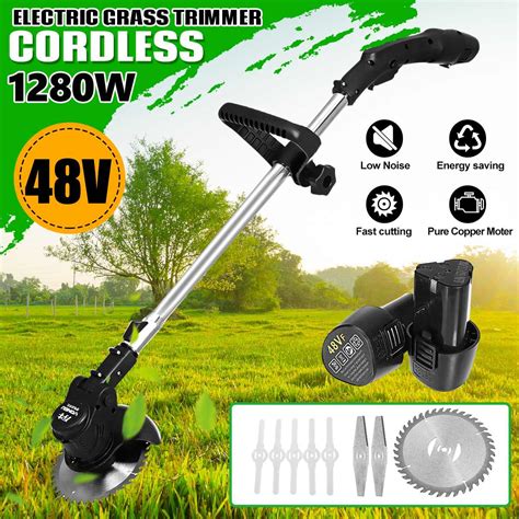1280w 48v 리튬 이온 무선 전기 잔디 트리머 잔디 깎는 기계 12v Makita 배터리에 대 한 조정 가능한 휴대용 정원 전원 가지 치기 도구 Aliexpress