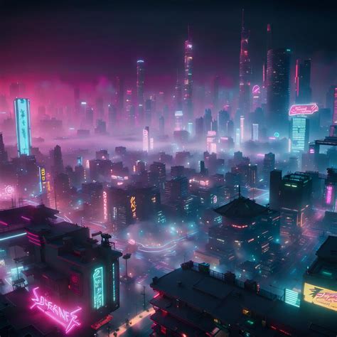 Cyberpunk 2077 Night City Panoramic City Skyline By Kaijuseijin On