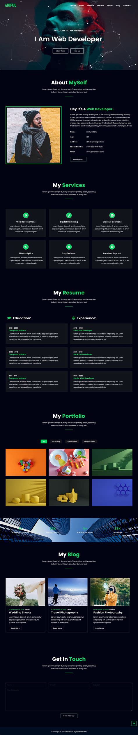 Ariful Personal Portfolio Html5 Template By Themeplaza Codester