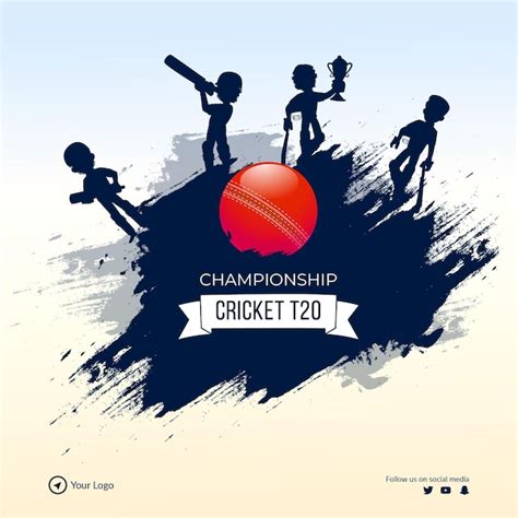 크리켓 T20 챔피언십 템플릿의 배너 디자인 프리미엄 벡터